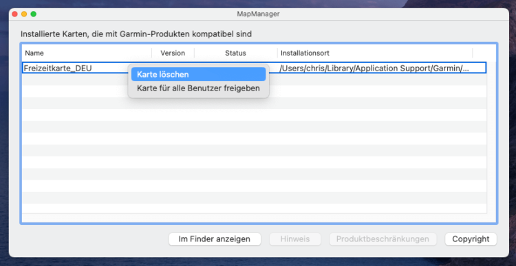OSM Karten in Basecamp installieren - Apple Mac OS
