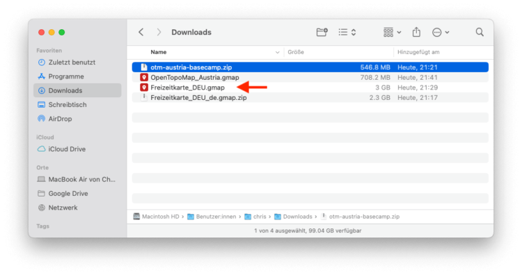 OSM Karten in Basecamp installieren - Apple Mac OS